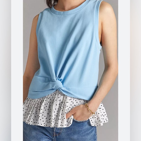 Lea & Viola | Tops | Lea Viola Blue Tank Blouse With Black And White ...